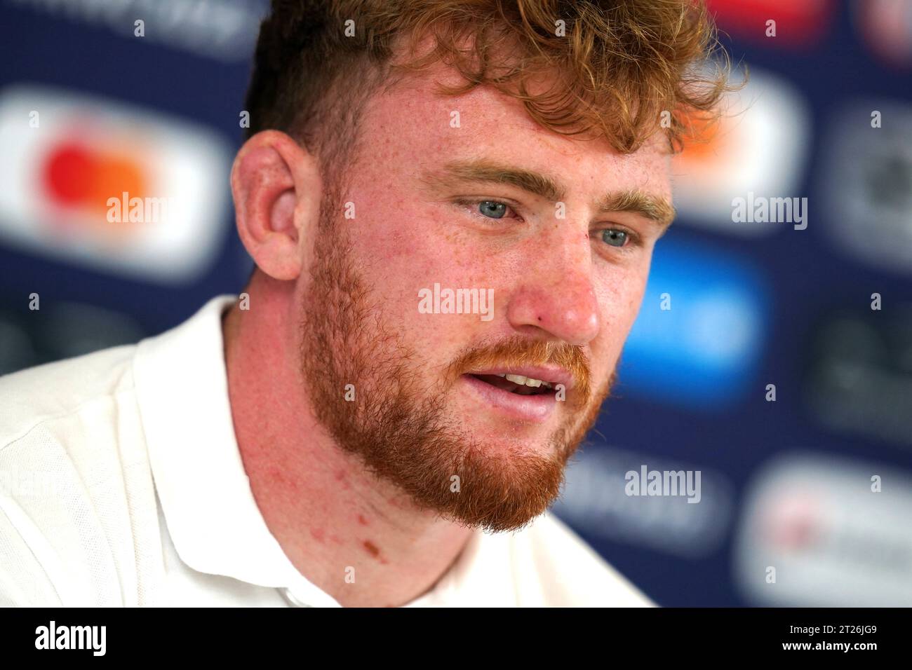 England's Ollie Chessum during a press conference at the INSEP in Paris ...