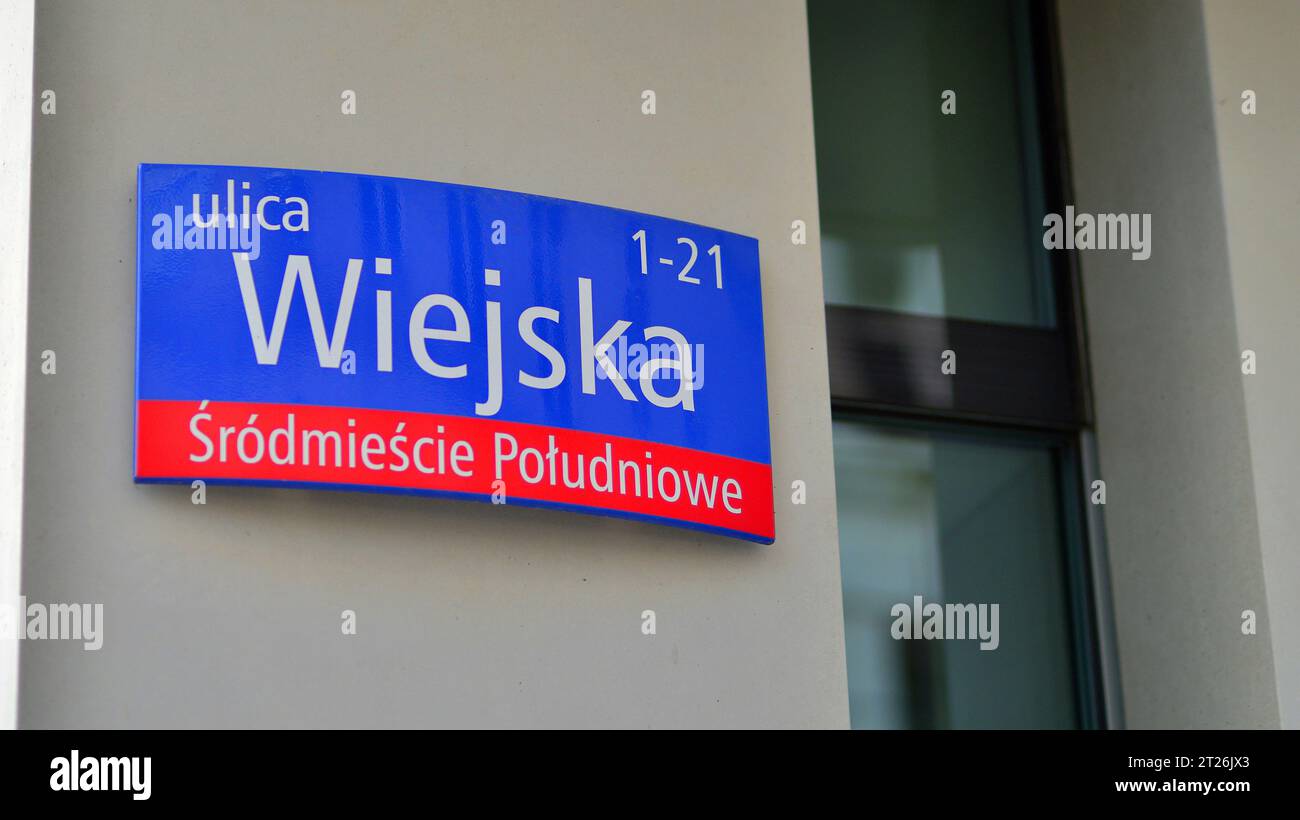 Warsaw, Poland. 17 October 2023. Sign Wiejska. Wiejska Street Stock ...