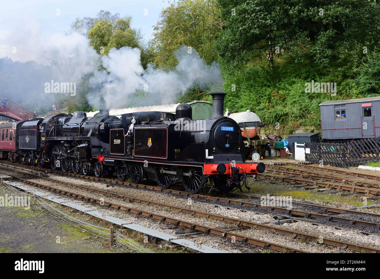 Caledonian Railway class 439 tank engine No 55189 and BR Standard class ...