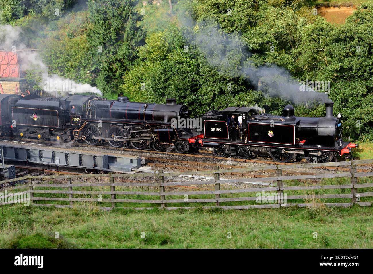 Caledonian Railway class 439 tank engine No 55189 and BR Standard class ...