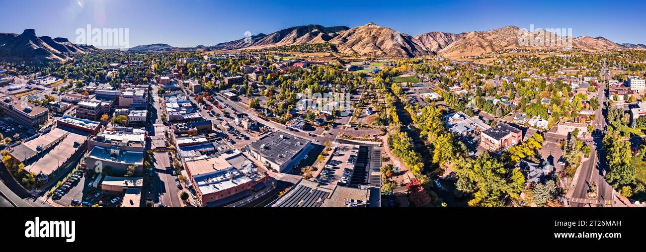 Wide panorama of Golden Colorado from drone - Colorado School of Mines ...