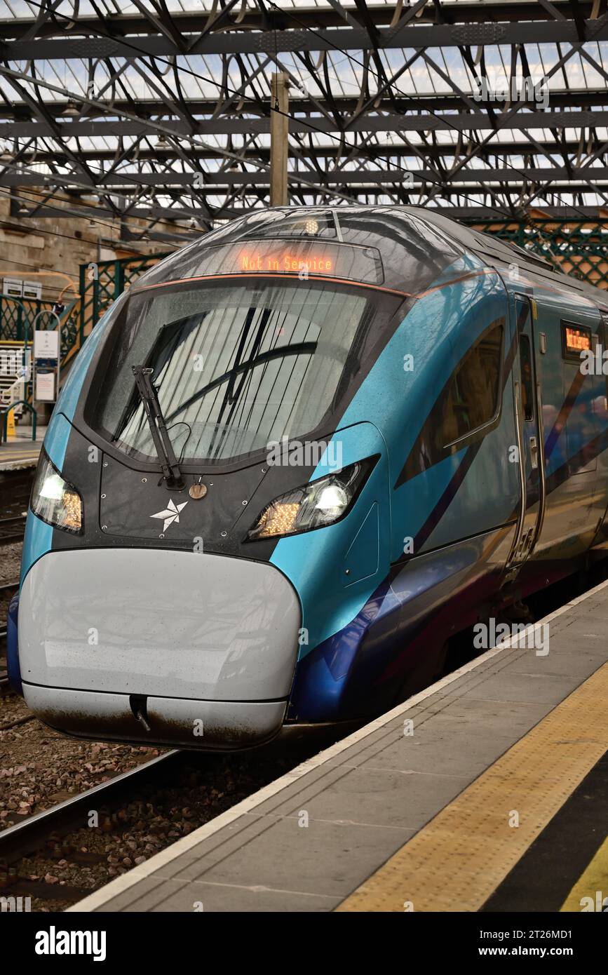 Train not in service. TransPennine express class 397 No 397006 beside the platform at Carlisle ...