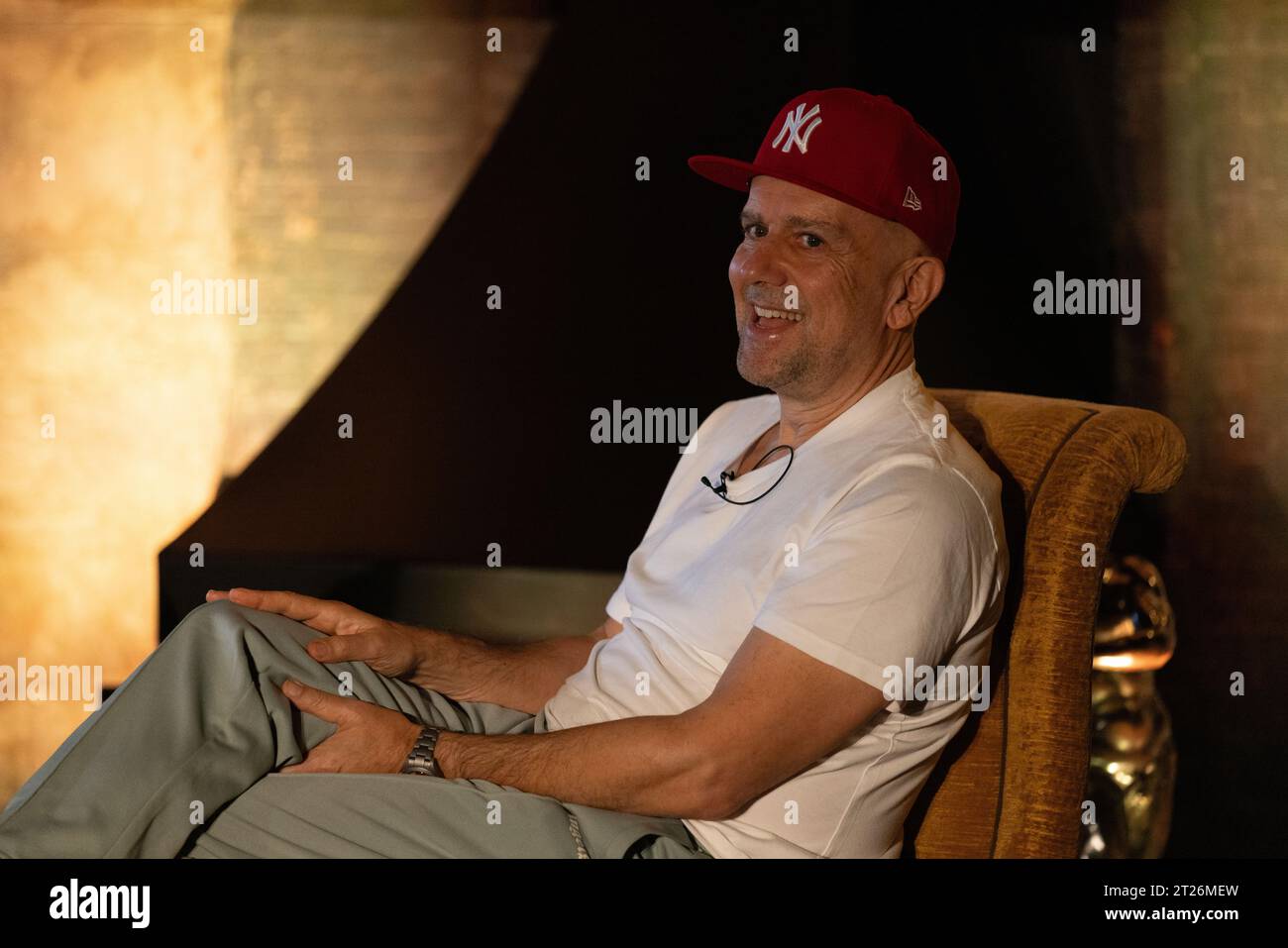 Marc Quinn, British contemporary artist, speaking in the Great Hall at ...