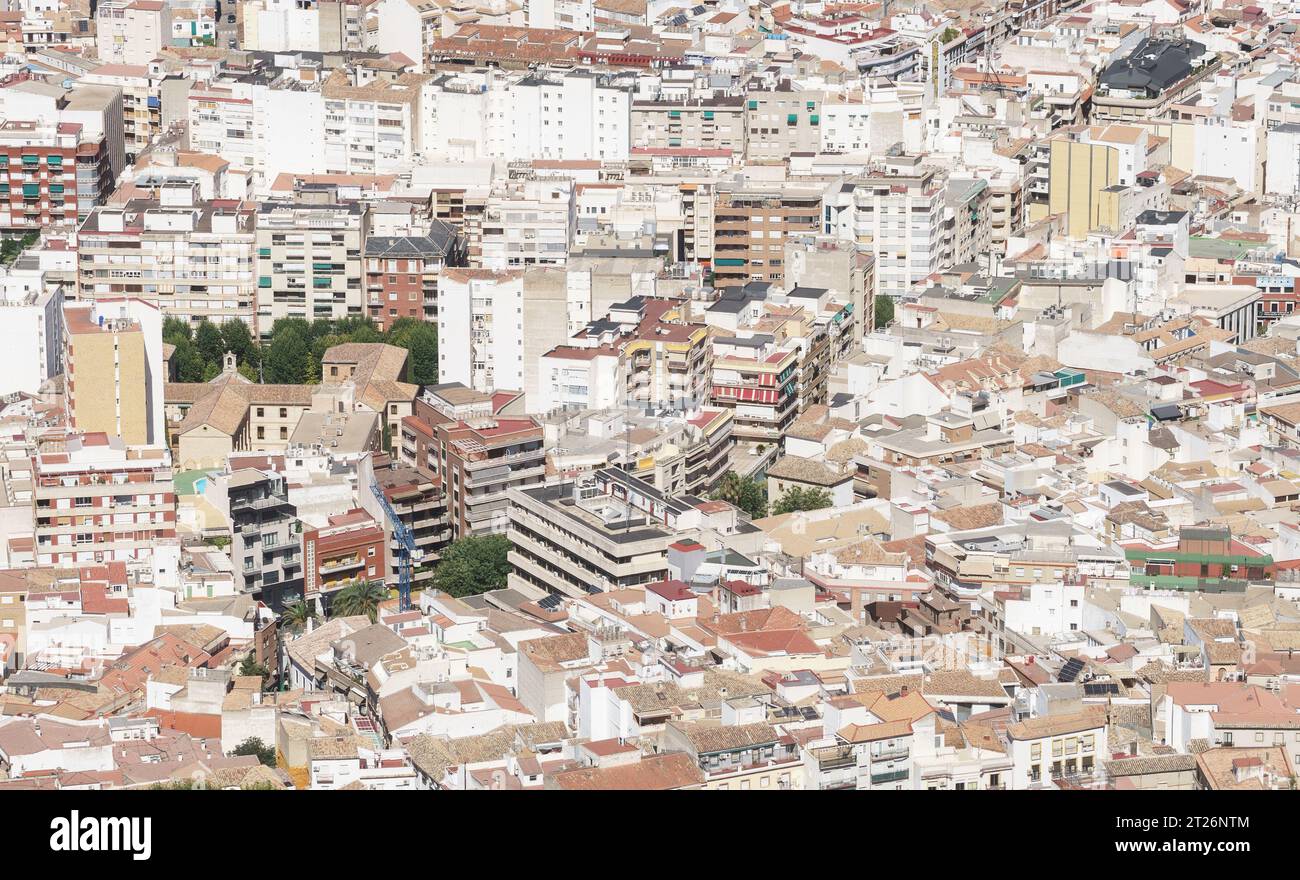 Aerial view of the streets, houses and districts of the Andalusian city ...