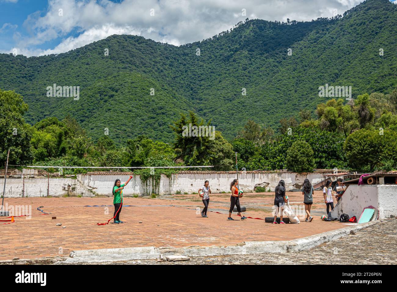 Guatemala, La Antigua - July 20, 2023: Finca La Azotea museums. Girls ...