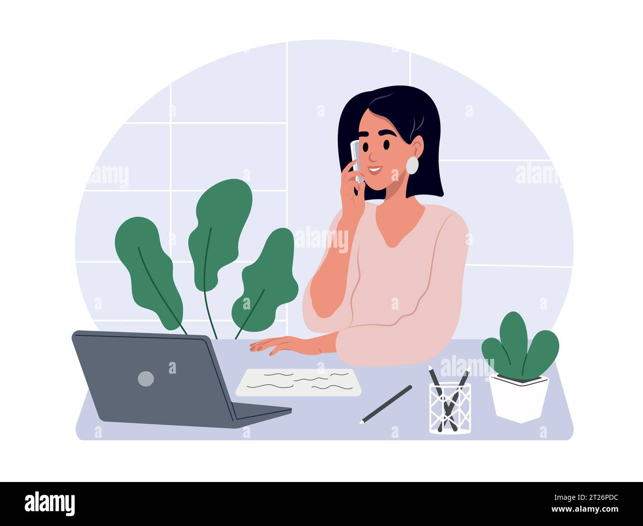Employee phone call woman Stock Vector Images - Alamy