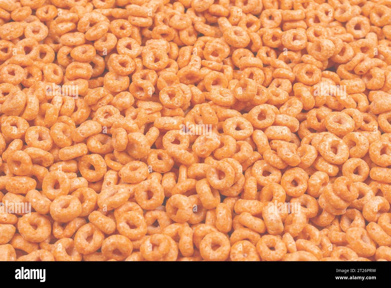 Corn-flakes background and texture. Top view. Honey rings cereal box ...