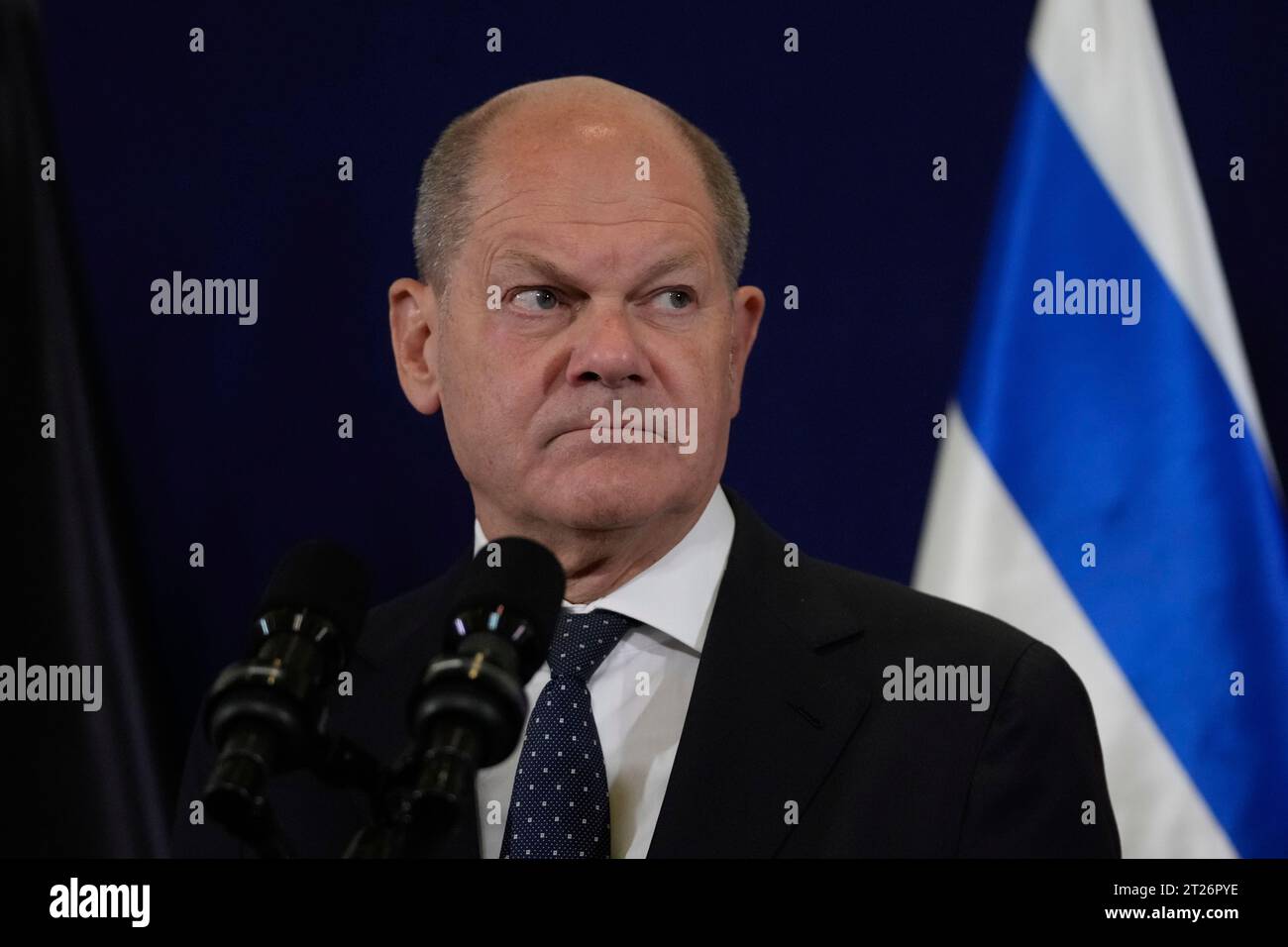 German Chancellor Olaf Scholz, speaks to the media during a joint press ...