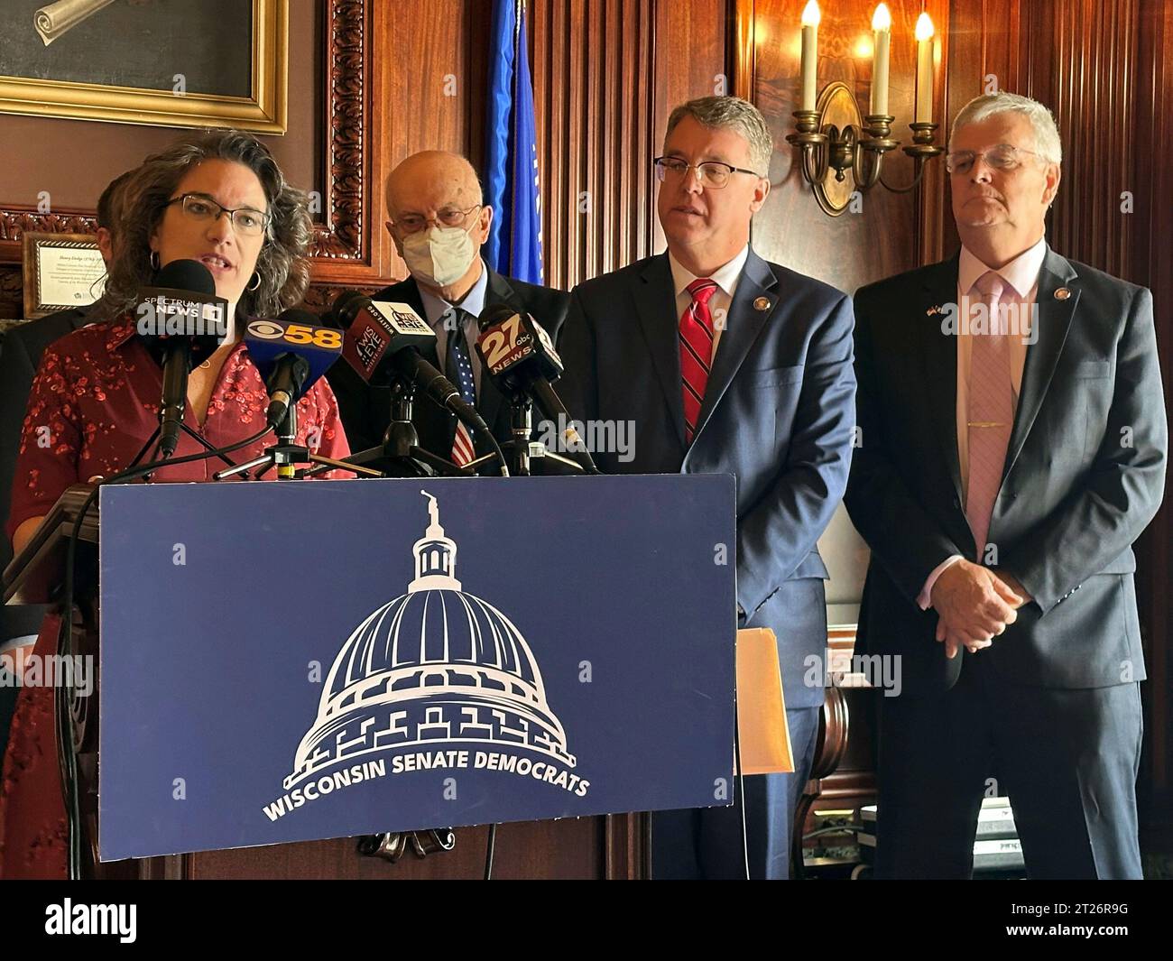 Wisconsin Senate Democratic Minority Leader Melissa Agard speaks at a ...