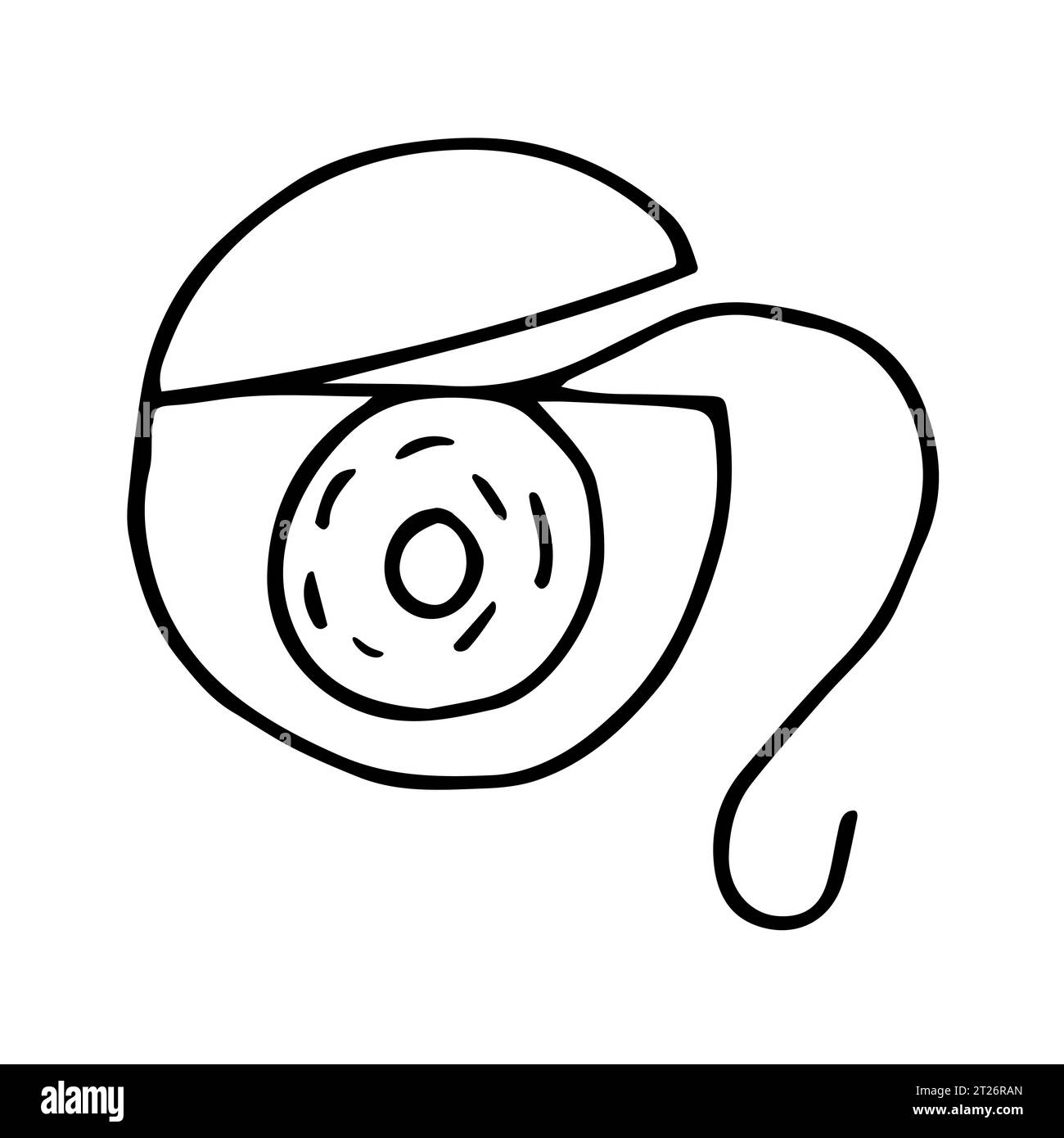 Dental floss vector illustration in doodle style. Single flossing icon ...