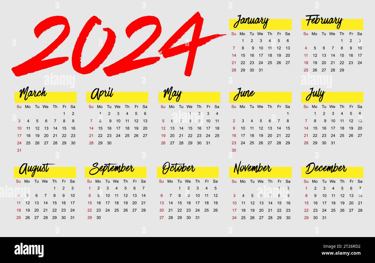 2024 calendar, for corporate, modern and clean, sleek style, vector ...