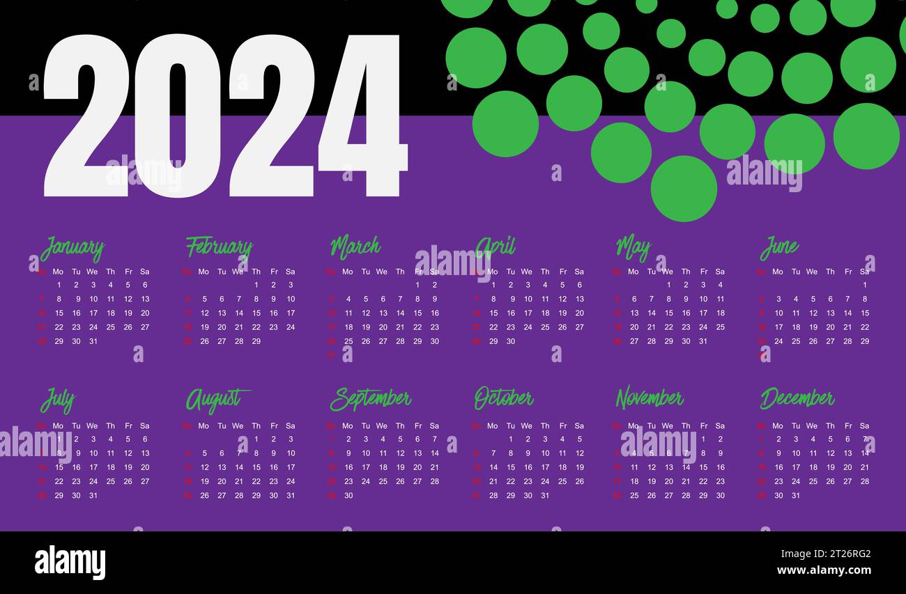 2024 calendar, for corporate, modern and clean, sleek style, vector ...