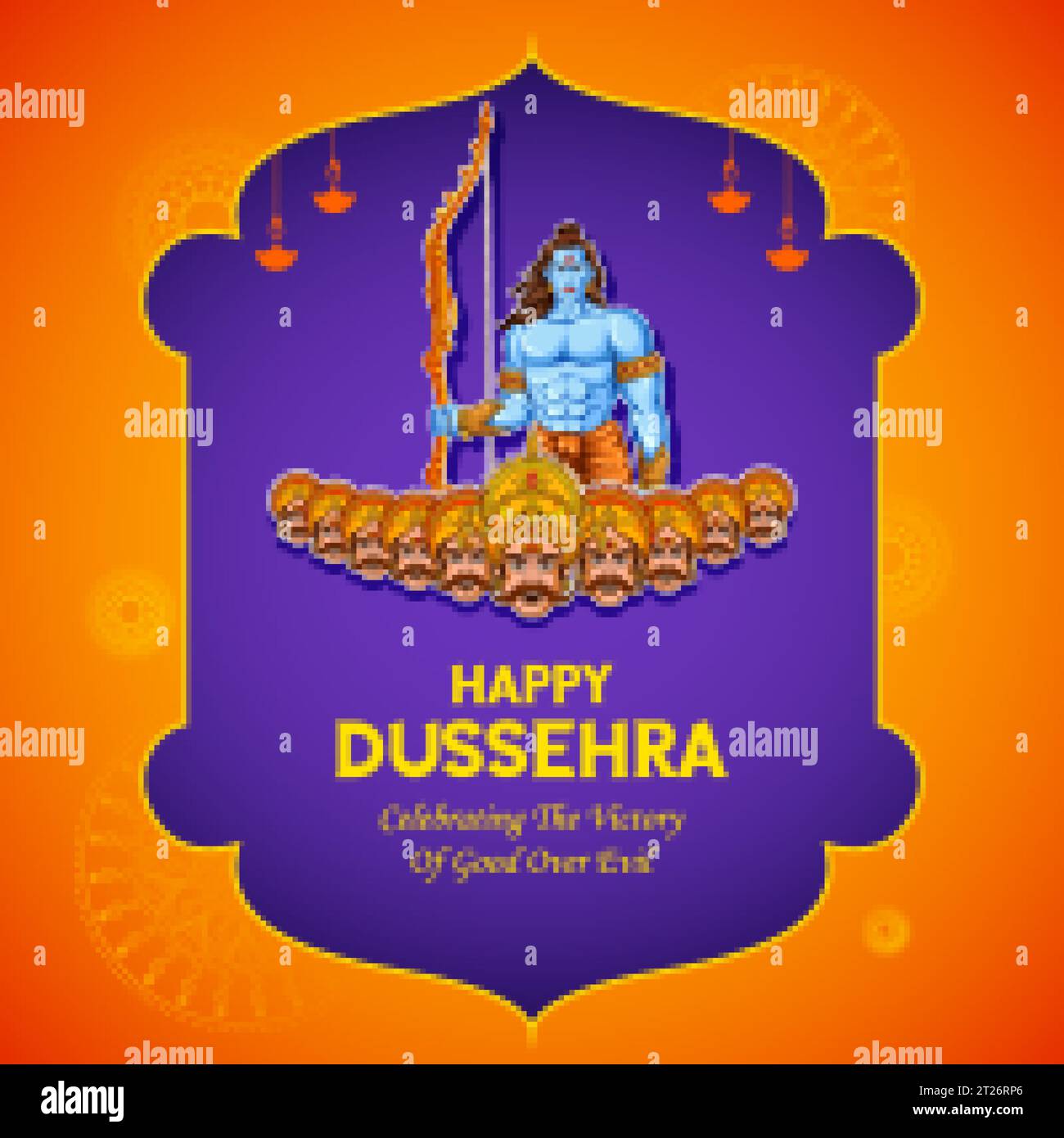 Illustration Of Lord Rama Holding Bow And Arrow In Happy Dussehra