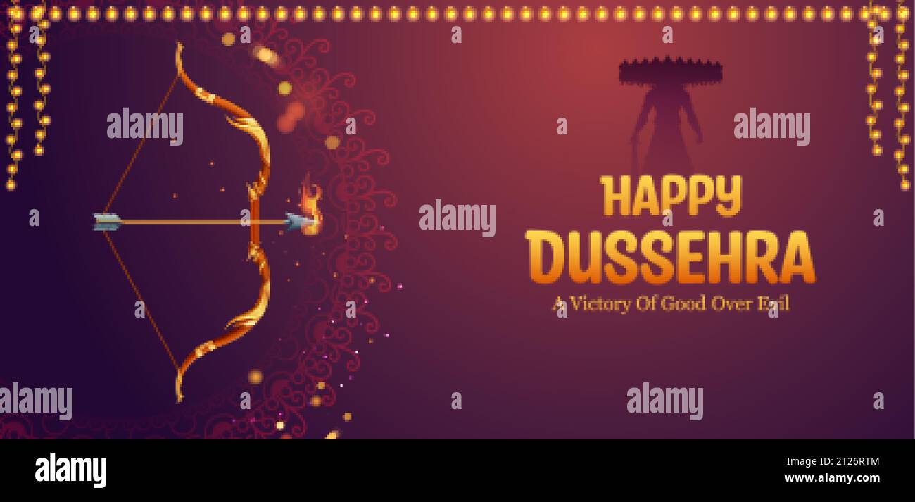 Happy Dussehra holiday religious festival of India background Stock ...