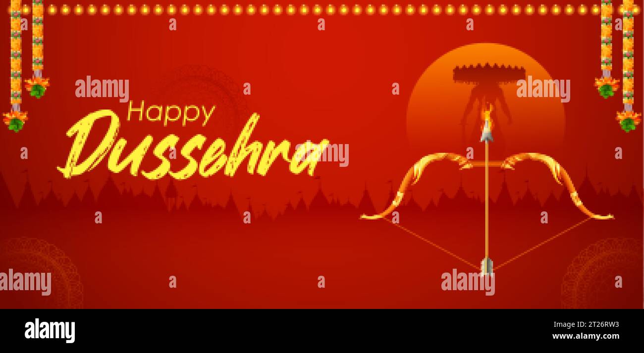 Happy Dussehra holiday religious festival of India background Stock ...