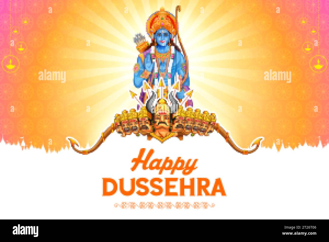 Happy Dussehra holiday religious festival of India background Stock ...