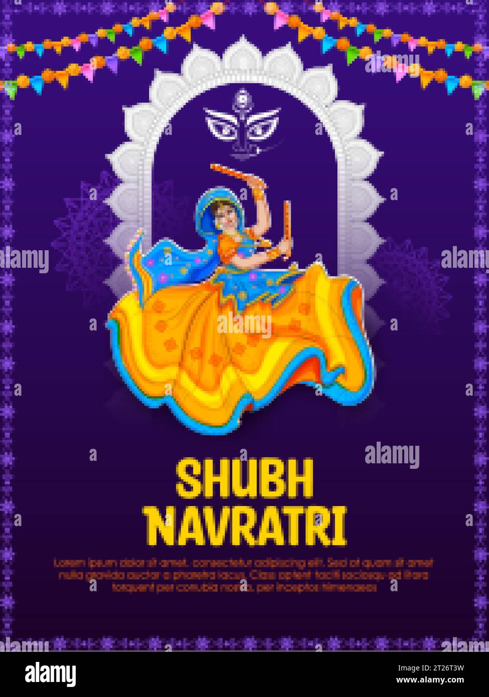 People playing Dandiya in disco Garba Night banner poster for Navratri ...