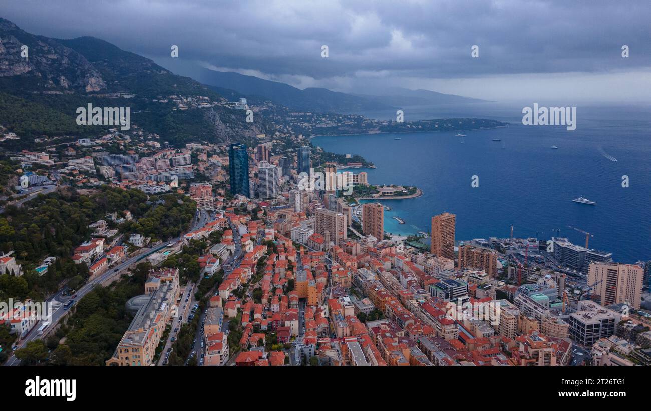 Aerial view over the city of Monaco, Monte Carlo. Photography was shoot ...