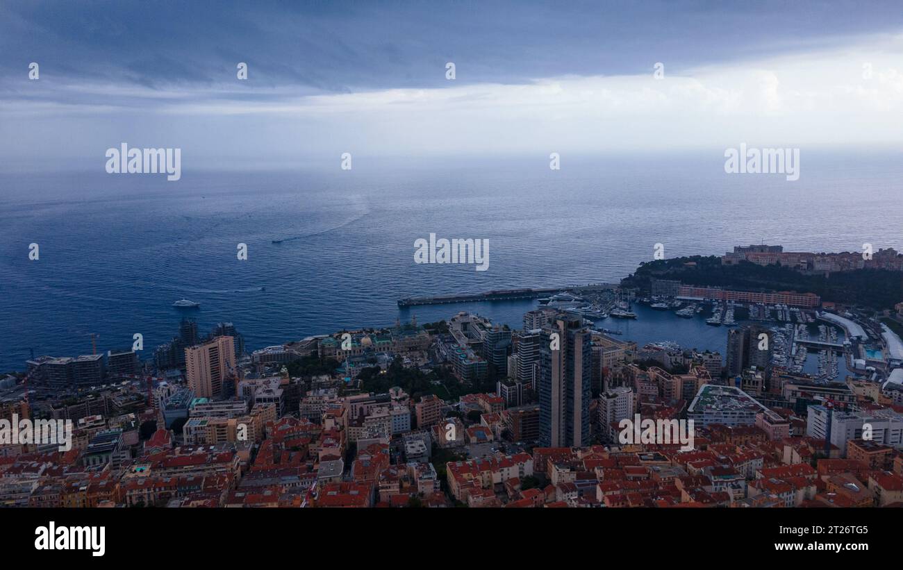 Aerial view over the city of Monaco, Monte Carlo. Photography was shoot ...