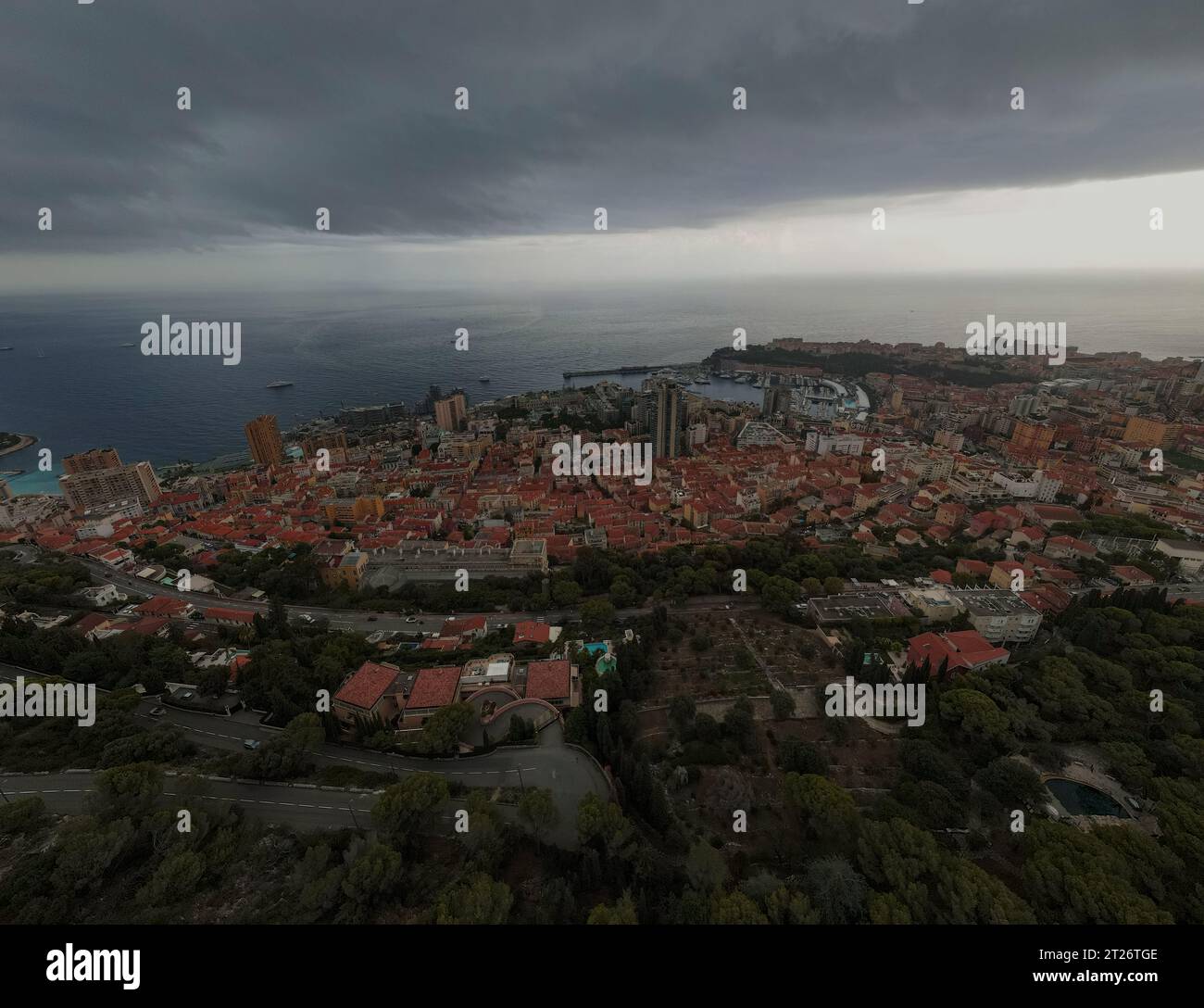 Aerial view over the city of Monaco, Monte Carlo. Photography was shoot ...