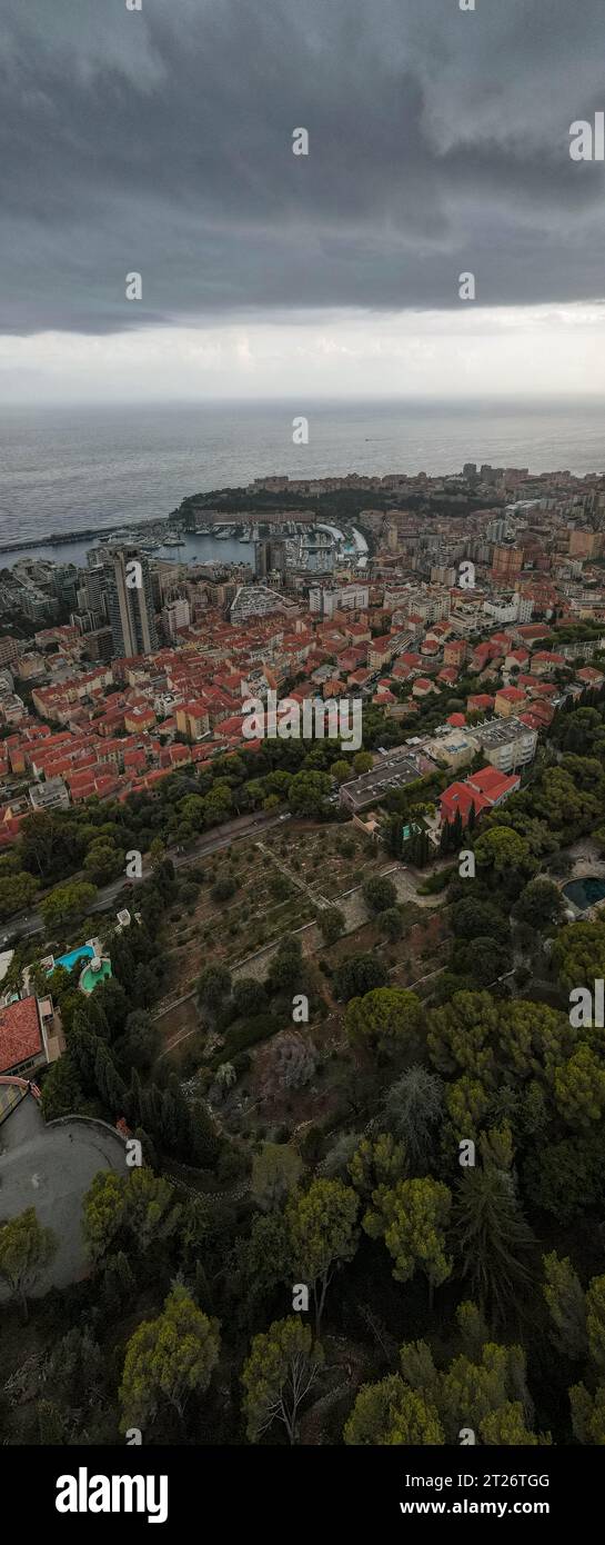Aerial view over the city of Monaco, Monte Carlo. Photography was shoot ...