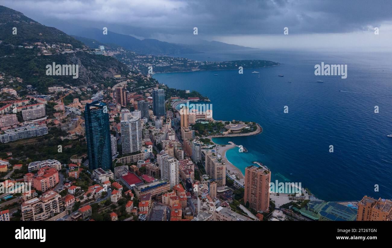Aerial view over the city of Monaco, Monte Carlo. Photography was shoot ...