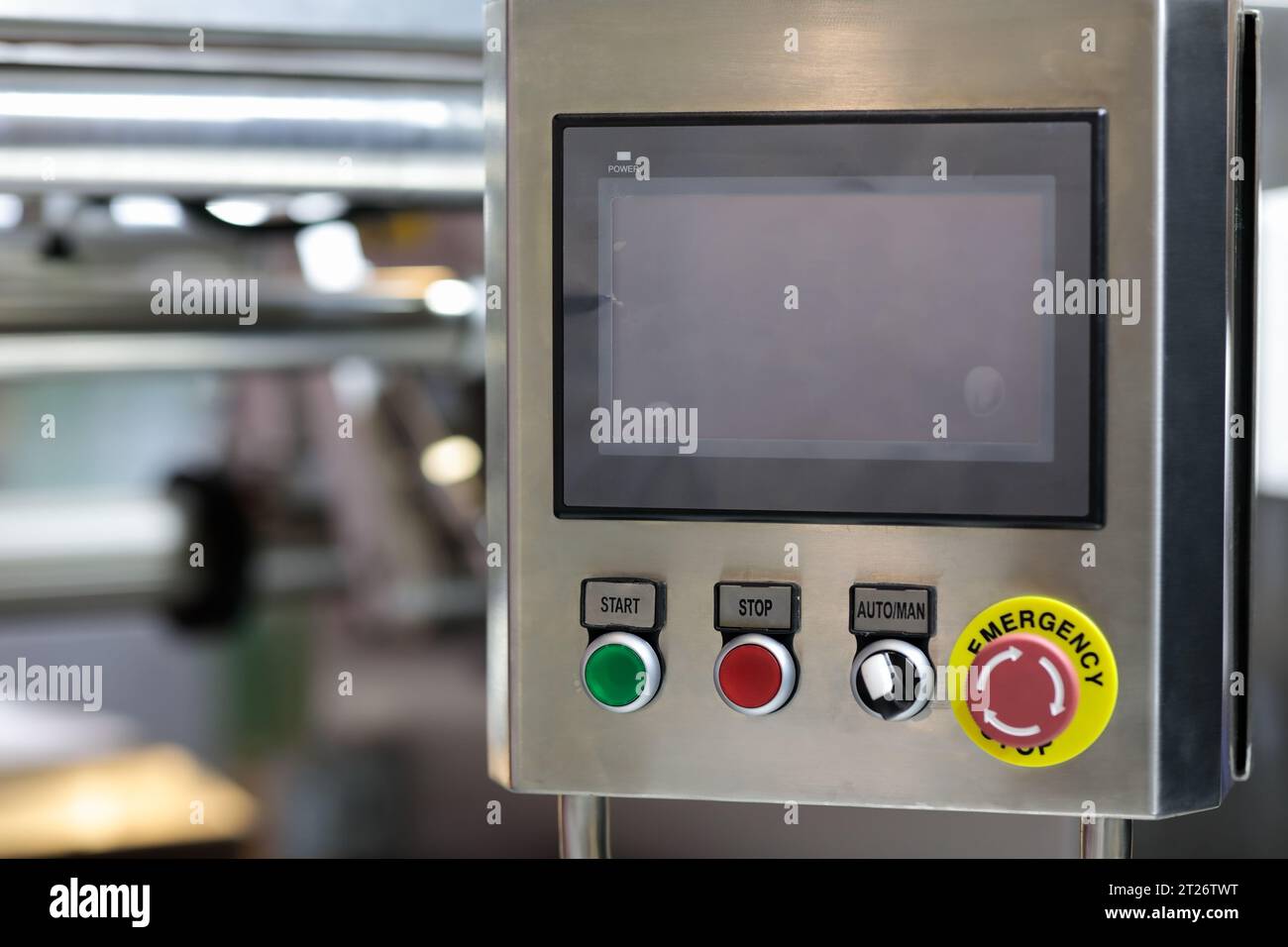 Control console of automated packaging machine at food production ...