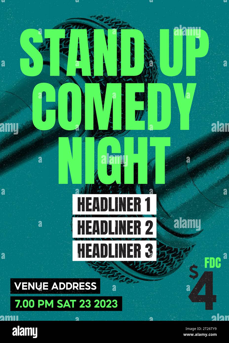 Stand Up Show Or Comedy Night Set Vector Microphone Or Open Mic