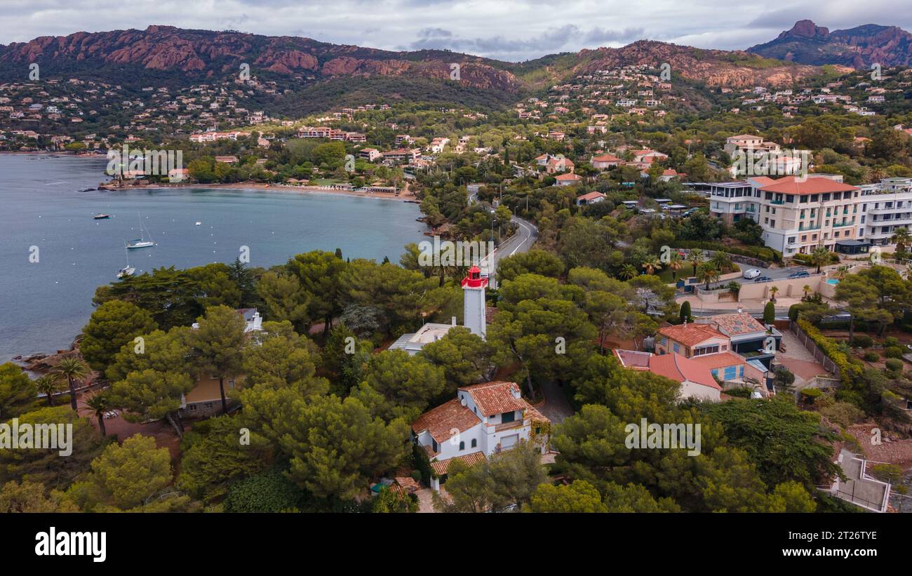 Aerial video of the Agay bay on the French Riviera. In the photography ...