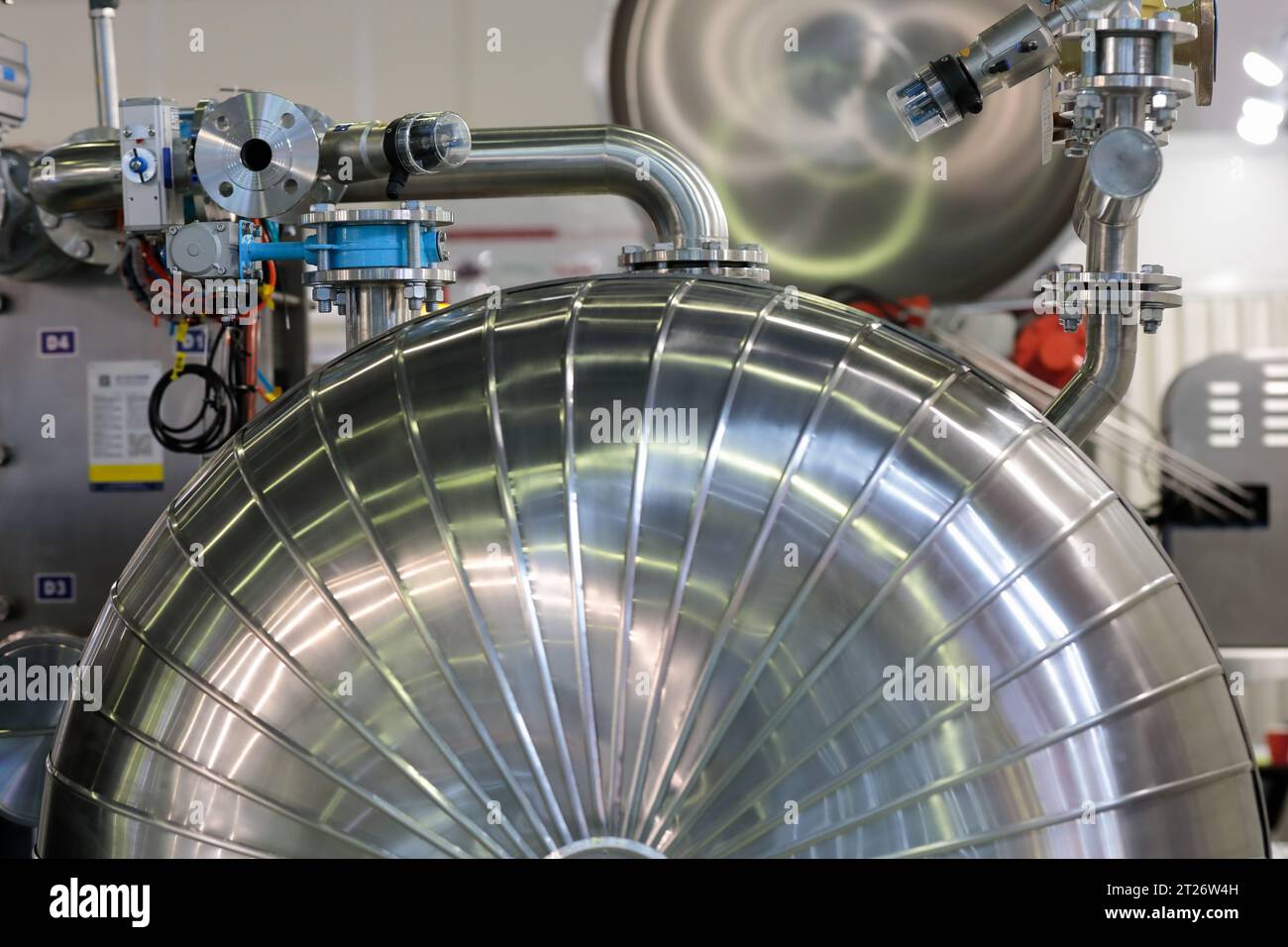 Closeup of automatic industrial autoclave for food sterilization ...