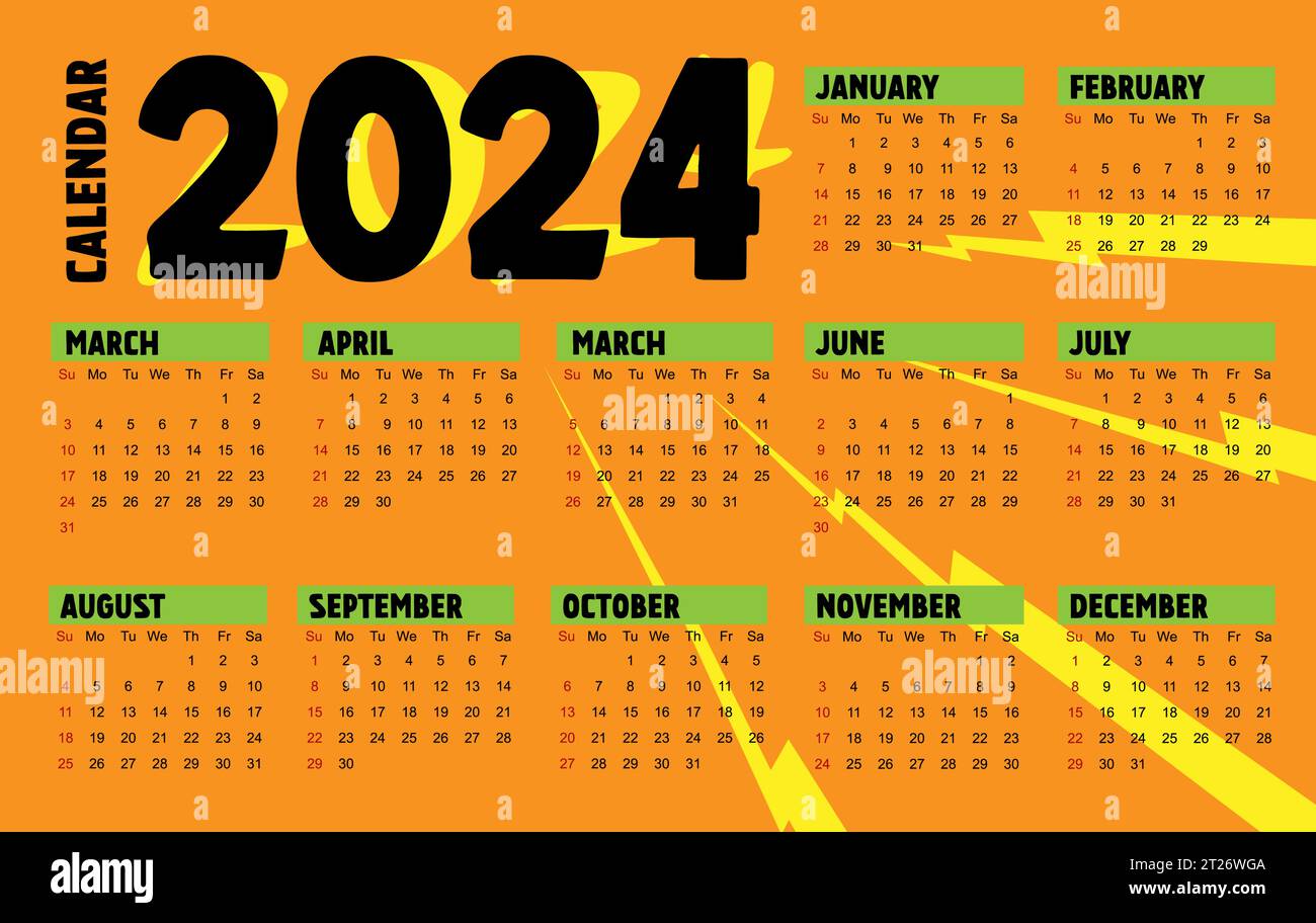 2024 calendar, for corporate, modern and clean, sleek style, vector ...