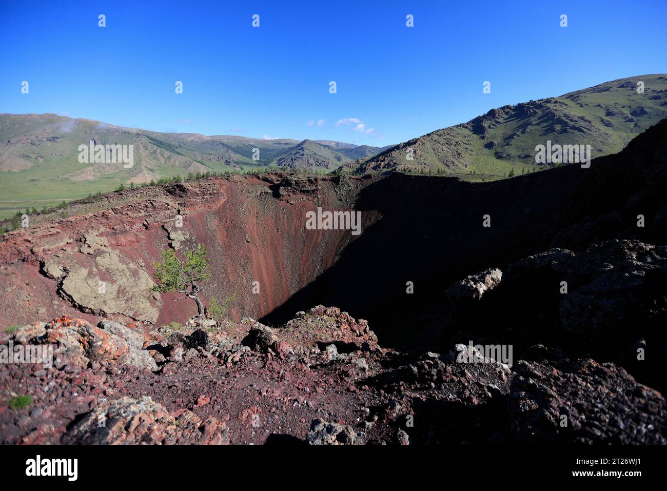 Inside view of the cone of Khorgo volcano, Mongolia Stock Photo - Alamy