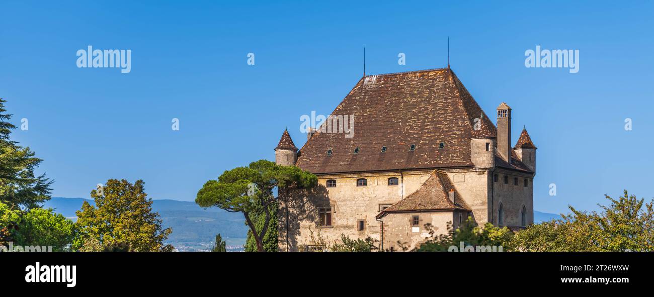 The Yvoire castle, on the banks of Lake Geneva, in Haute Savoie, France ...