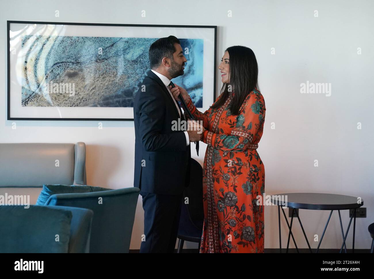 First Minister Humza Yousaf with his wife Nadia El-Nakla before ...