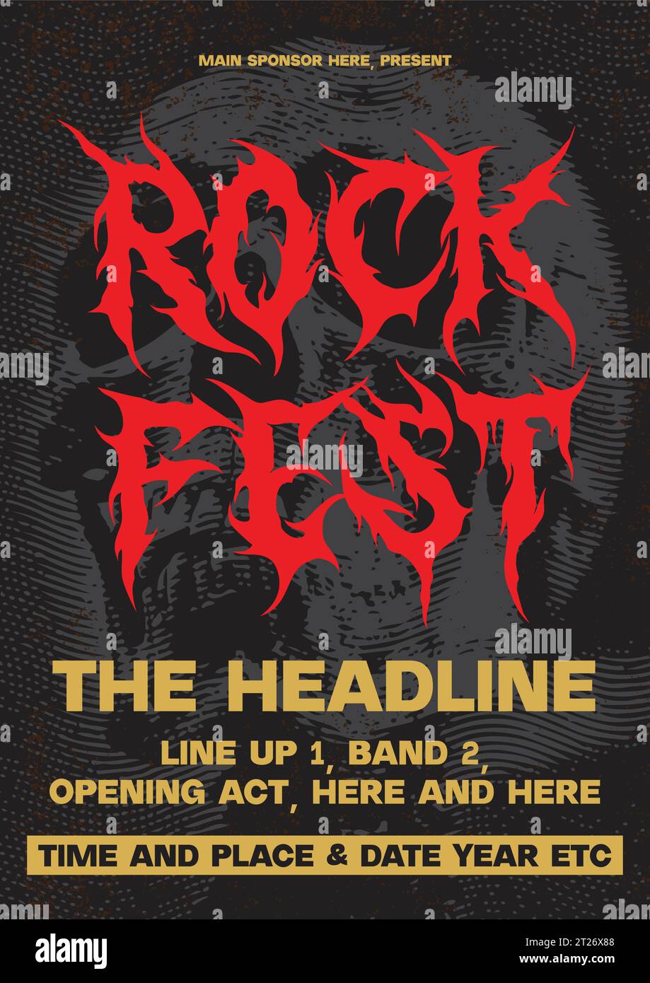 Rock show music festival poster, gigs show posters template design, raw ...
