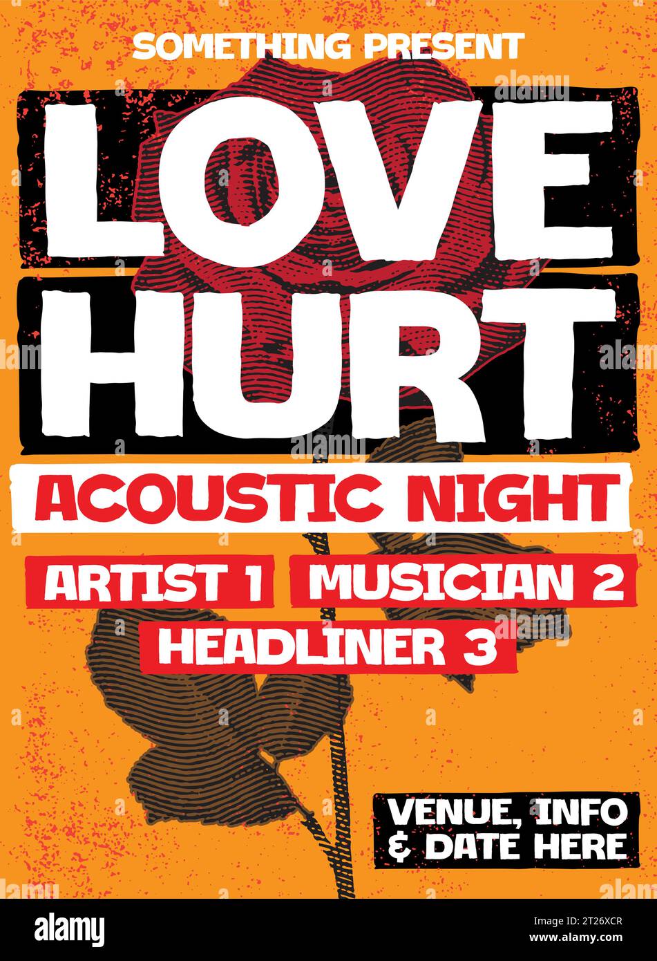 Love acoustic music poster, concert poster design, valentine music show ...