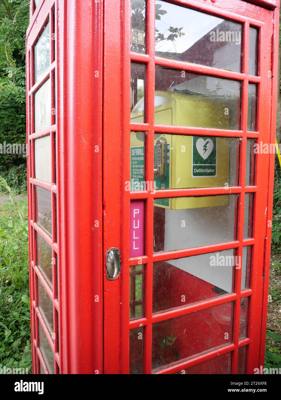 English telephone box converted as defibrillator emergency station ...