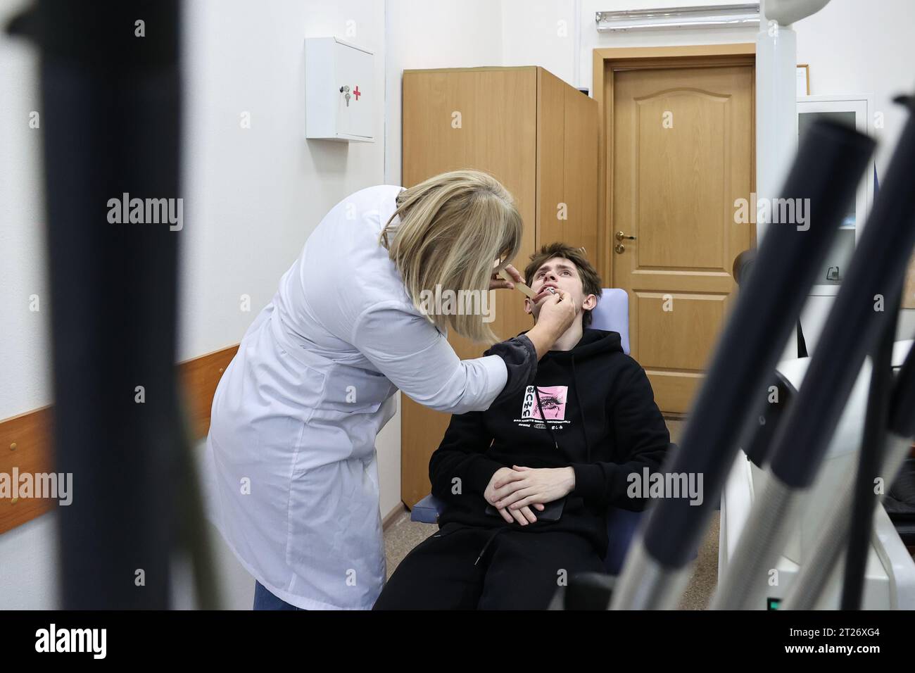 17.10.2023. Russia. Saint-Petersburg. A conscript during the medical ...