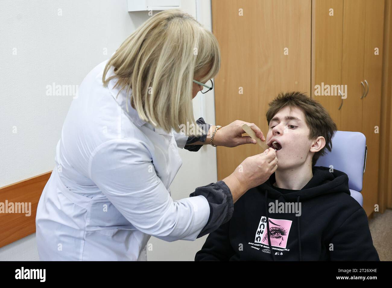 17.10.2023. Russia. Saint-Petersburg. A conscript during the medical ...