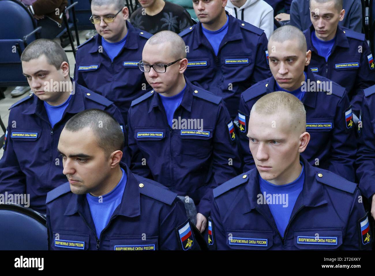 17.10.2023. Russia. Saint-Petersburg. Conscripts at the assembly point ...