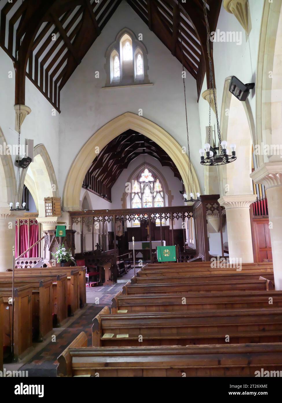 Interior view of the Anglican church of the parish of Wherwell in ...