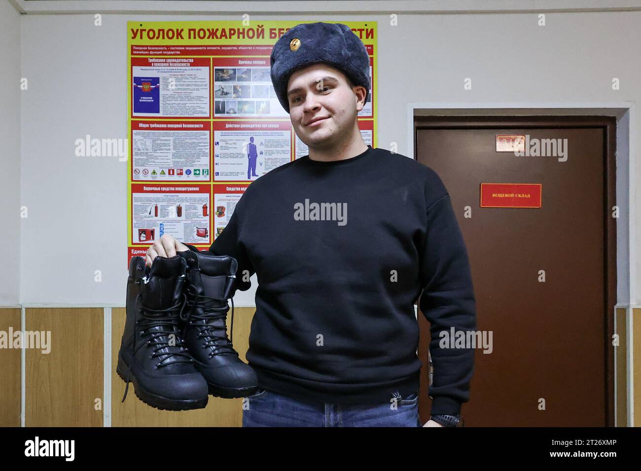 17.10.2023. Russia. Saint-Petersburg. A conscript while receiving ...