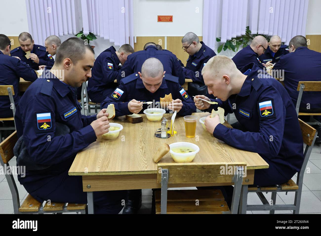 17.10.2023. Russia. Saint-Petersburg. Conscripts at the assembly point ...