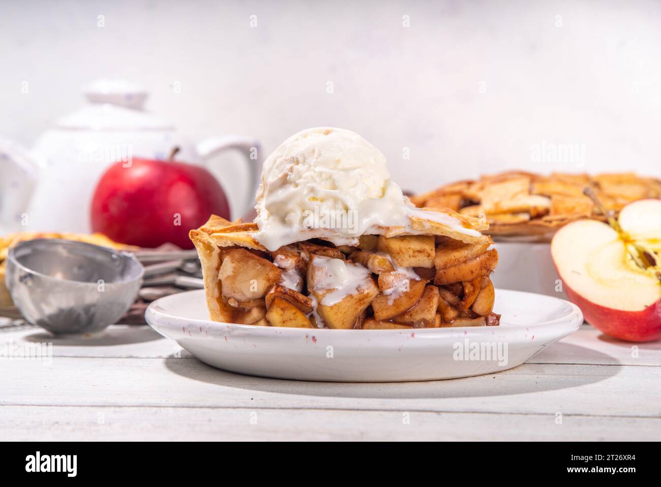 Traditional autumn apple pie. Sweet Thanksgiving dinner, fall seasonal ...