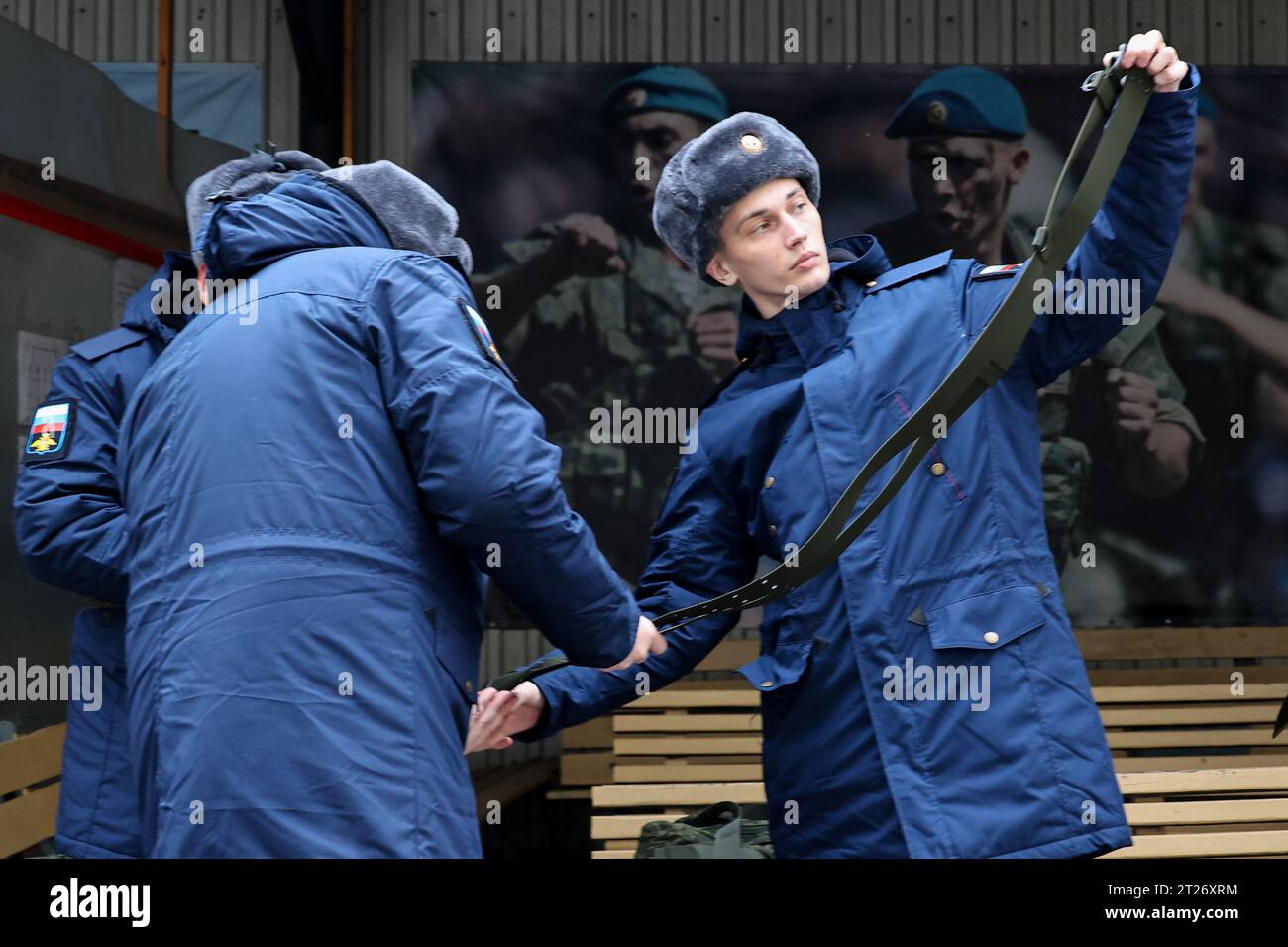 17.10.2023. Russia. Saint-Petersburg. Conscripts at the assembly point ...