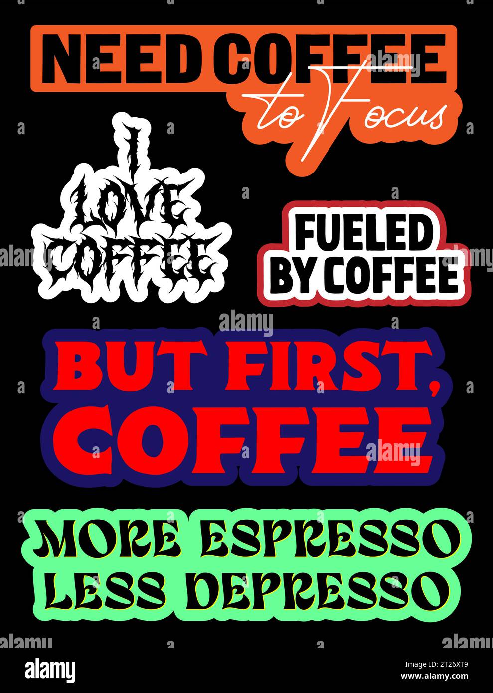 Coffee sticker set, for barista, coffee addict, Coffee shop decoration ...
