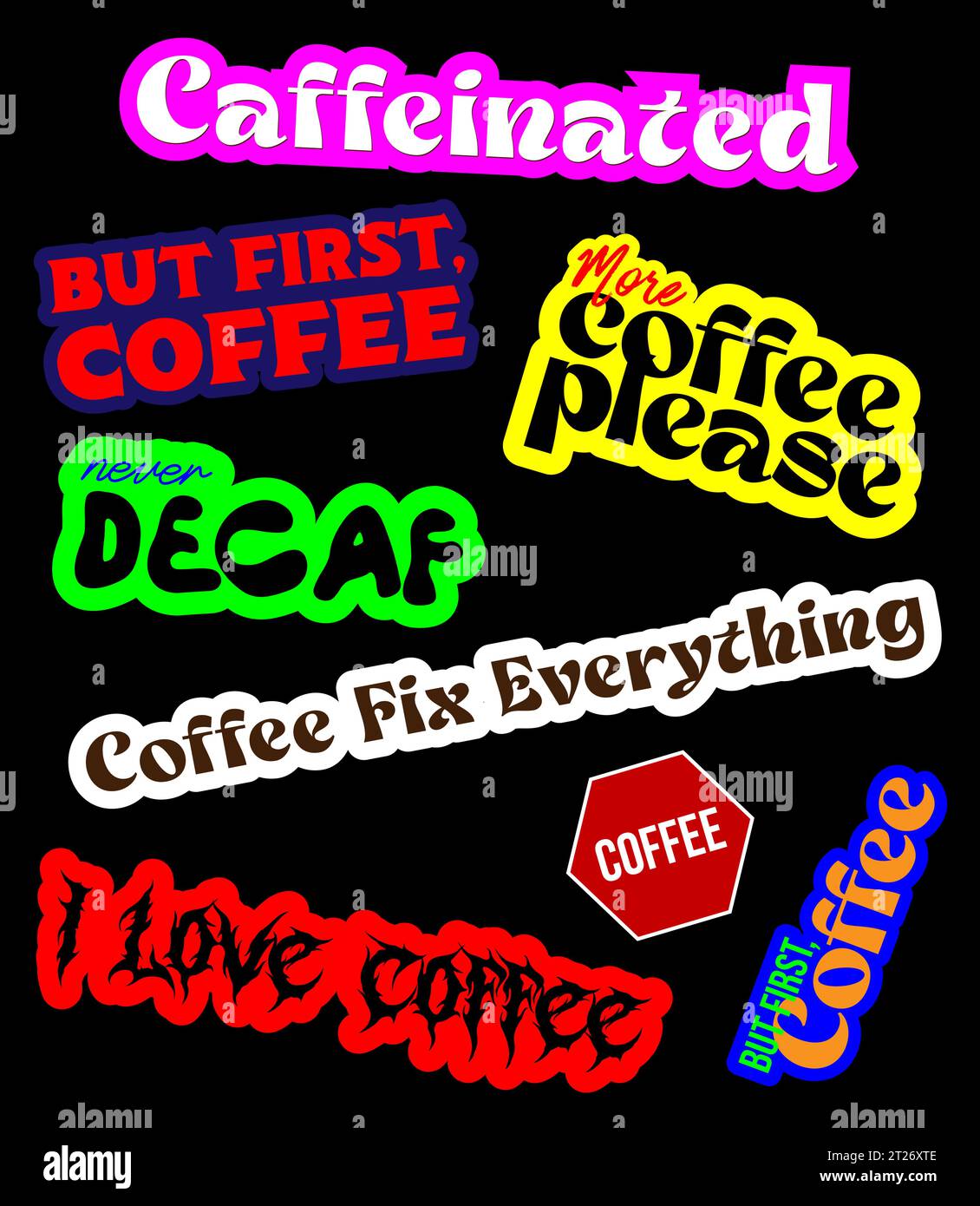 Coffee sticker set, for barista, coffee addict, Coffee shop decoration ...