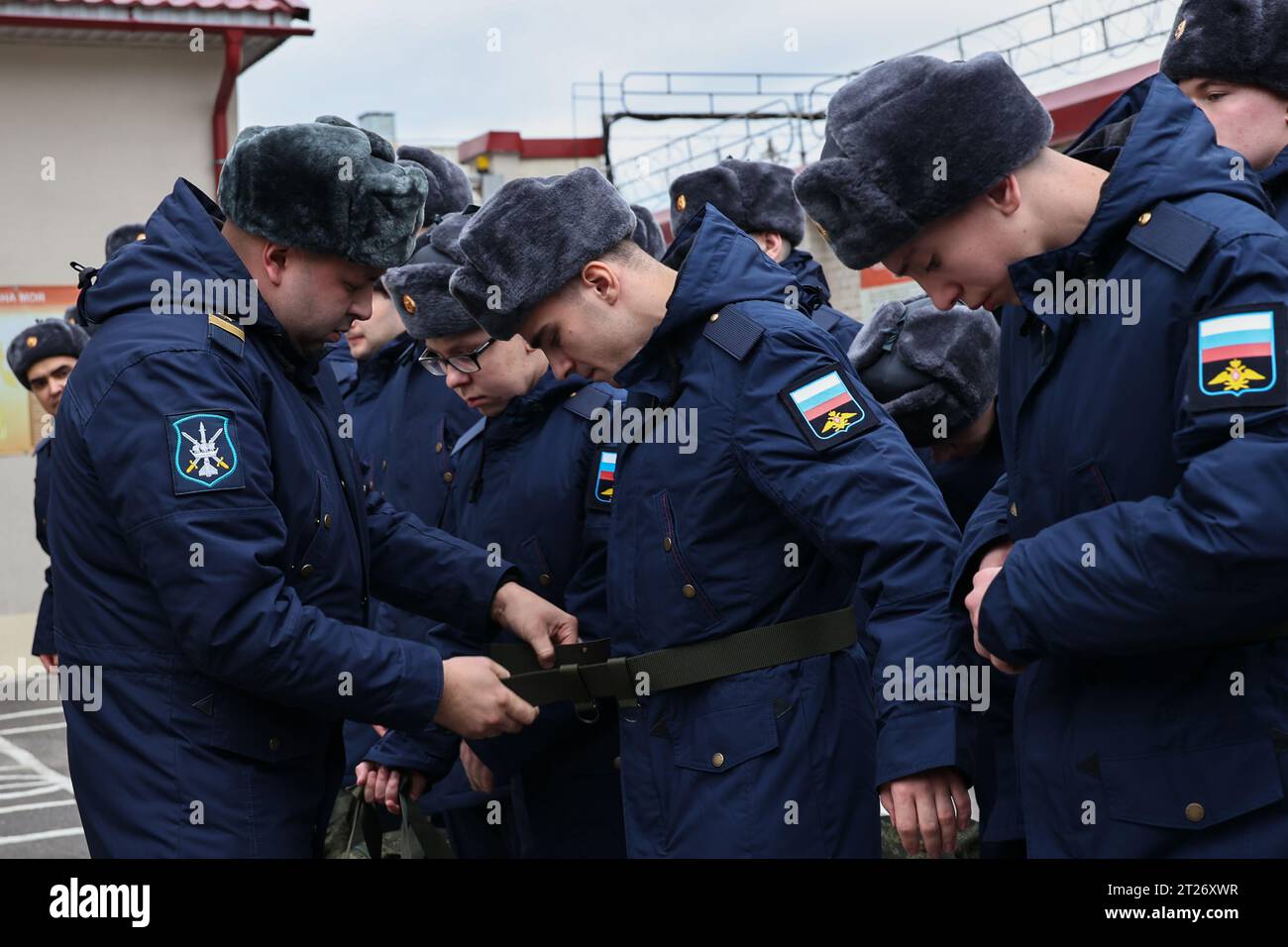 17.10.2023. Russia. Saint-Petersburg. Conscripts at the assembly point ...
