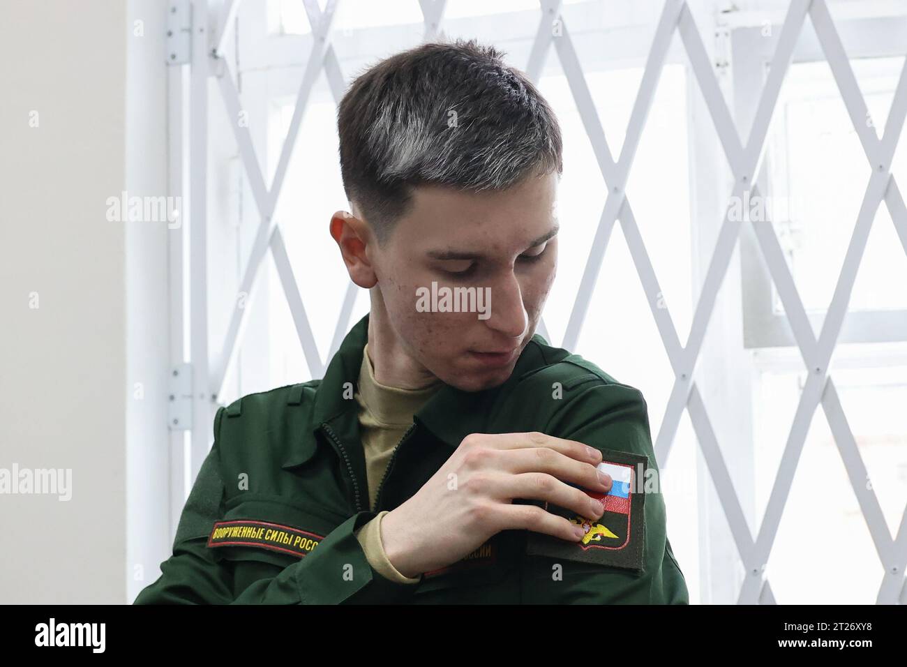 17.10.2023. Russia. Saint-Petersburg. A conscript after receiving ...