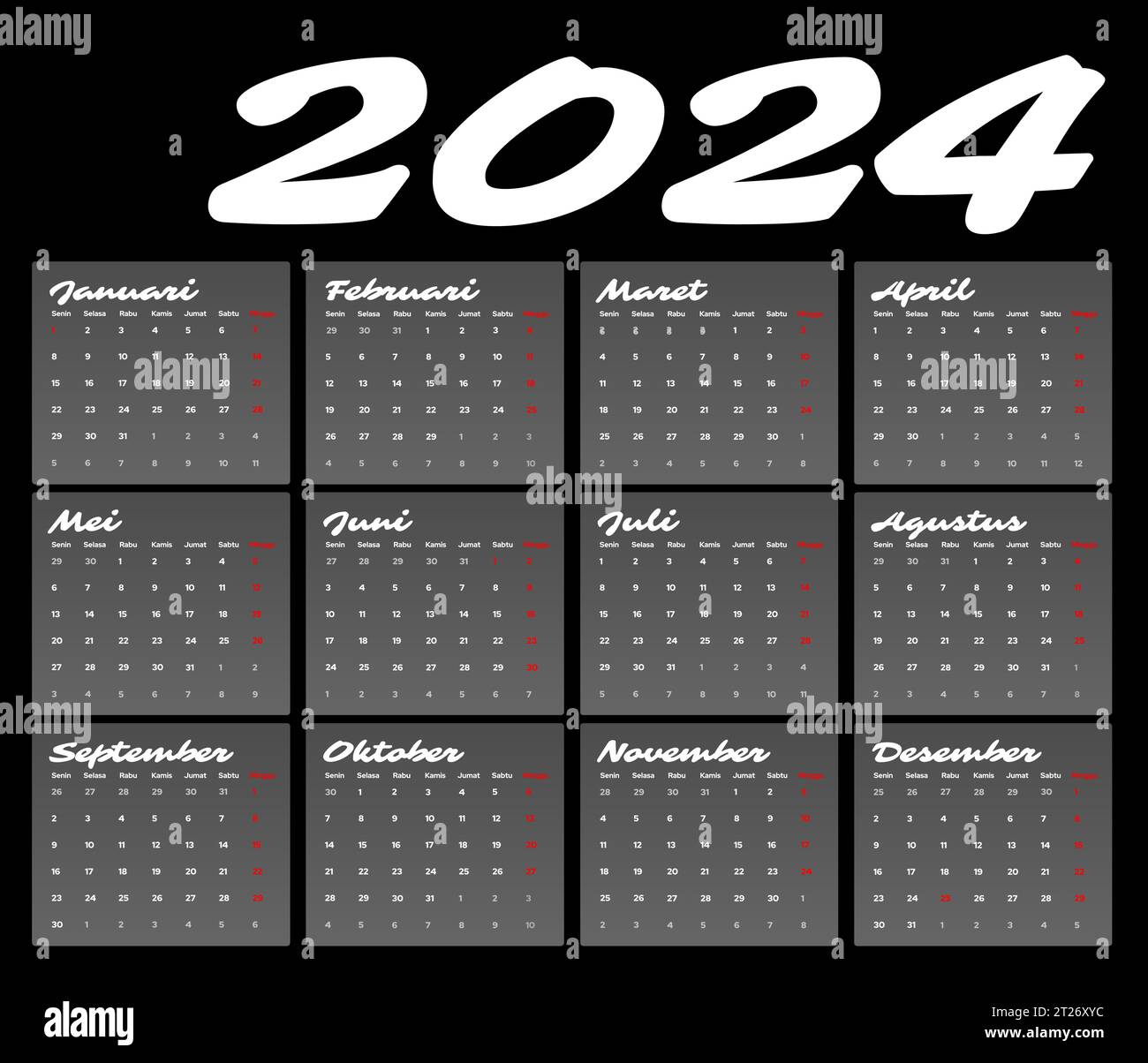 2024 calendar, for corporate, modern and clean, sleek style, vector ...